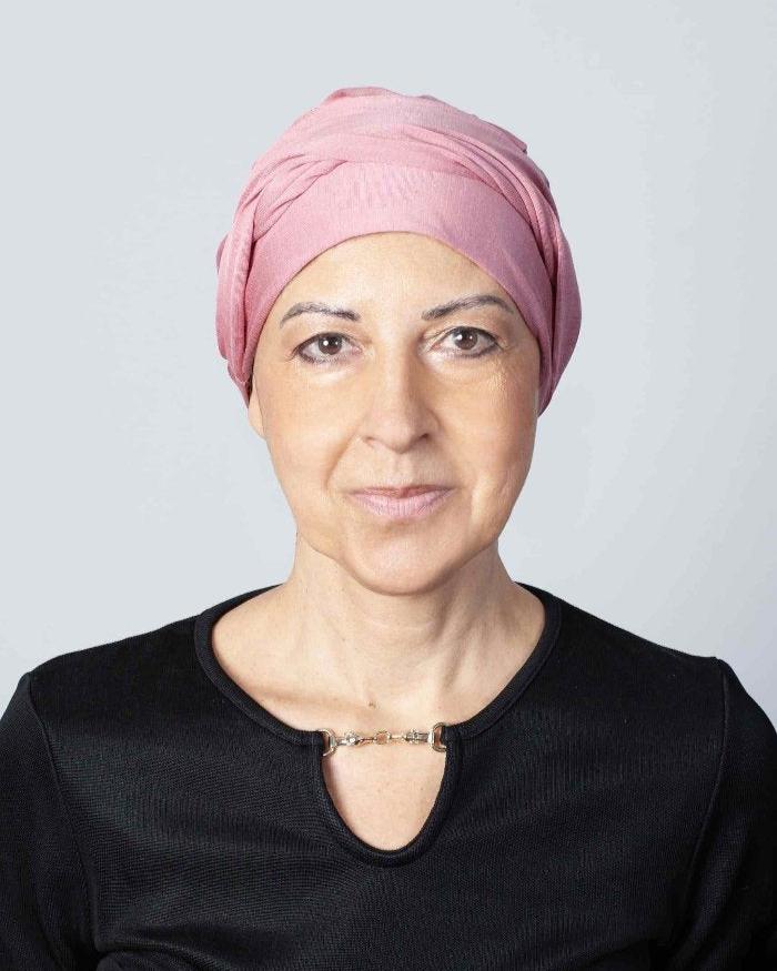 Foulard chimio soie rose – maintien doux & confortable | For Sis