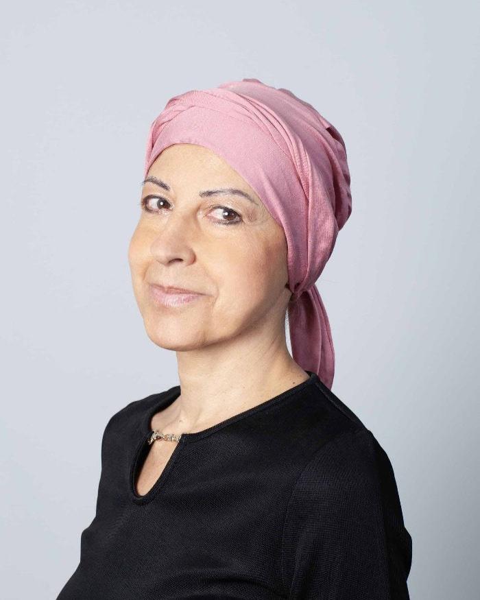 Foulard chimio soie rose – maintien doux & confortable | For Sis